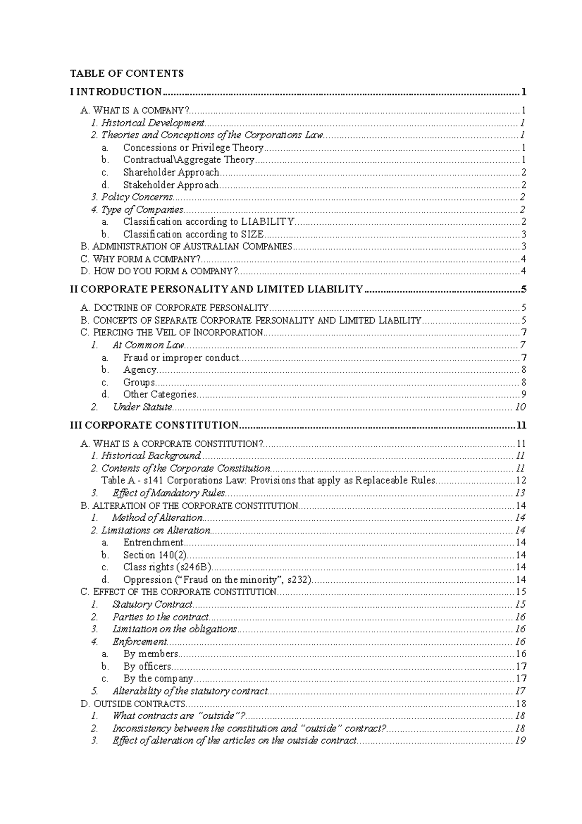Online Notes - ####### TABLE OF CONTENTS I - Studocu