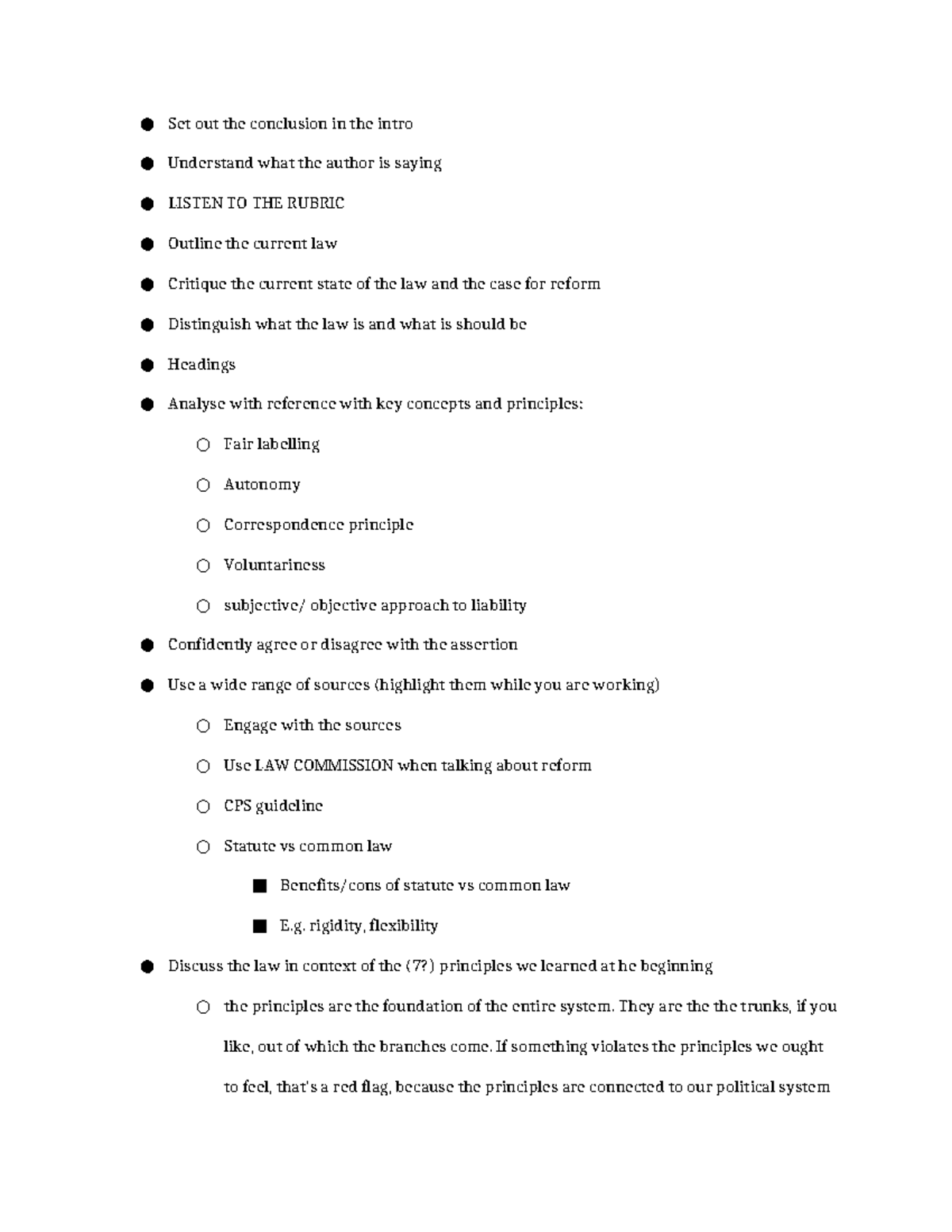 Essay Checklist - Set out the conclusion in the intro Understand what ...