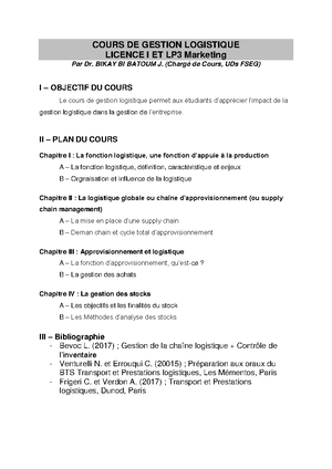 Logistiquededistribution 01083 - Auteur : Mr JOMNI Wissem E-mail ...