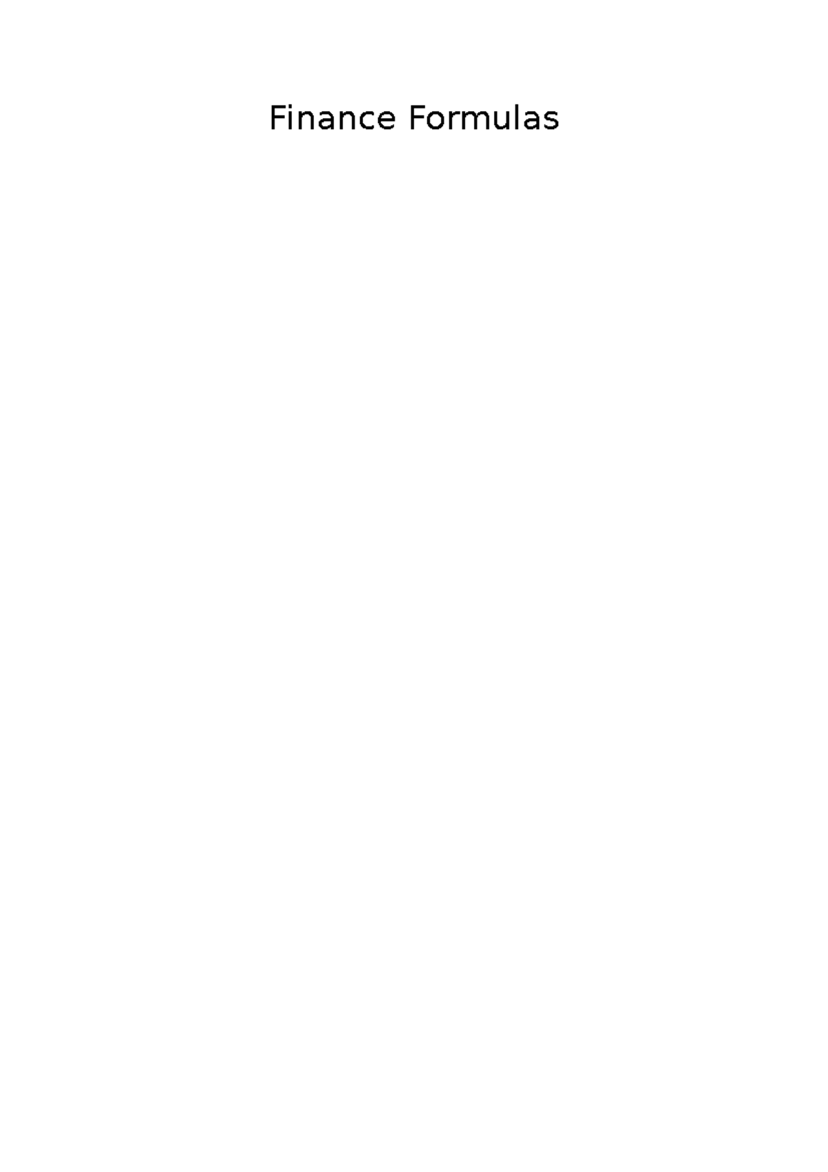 Finance Formulas - Finance Formulas RETURNS: Aritmetic average return ...