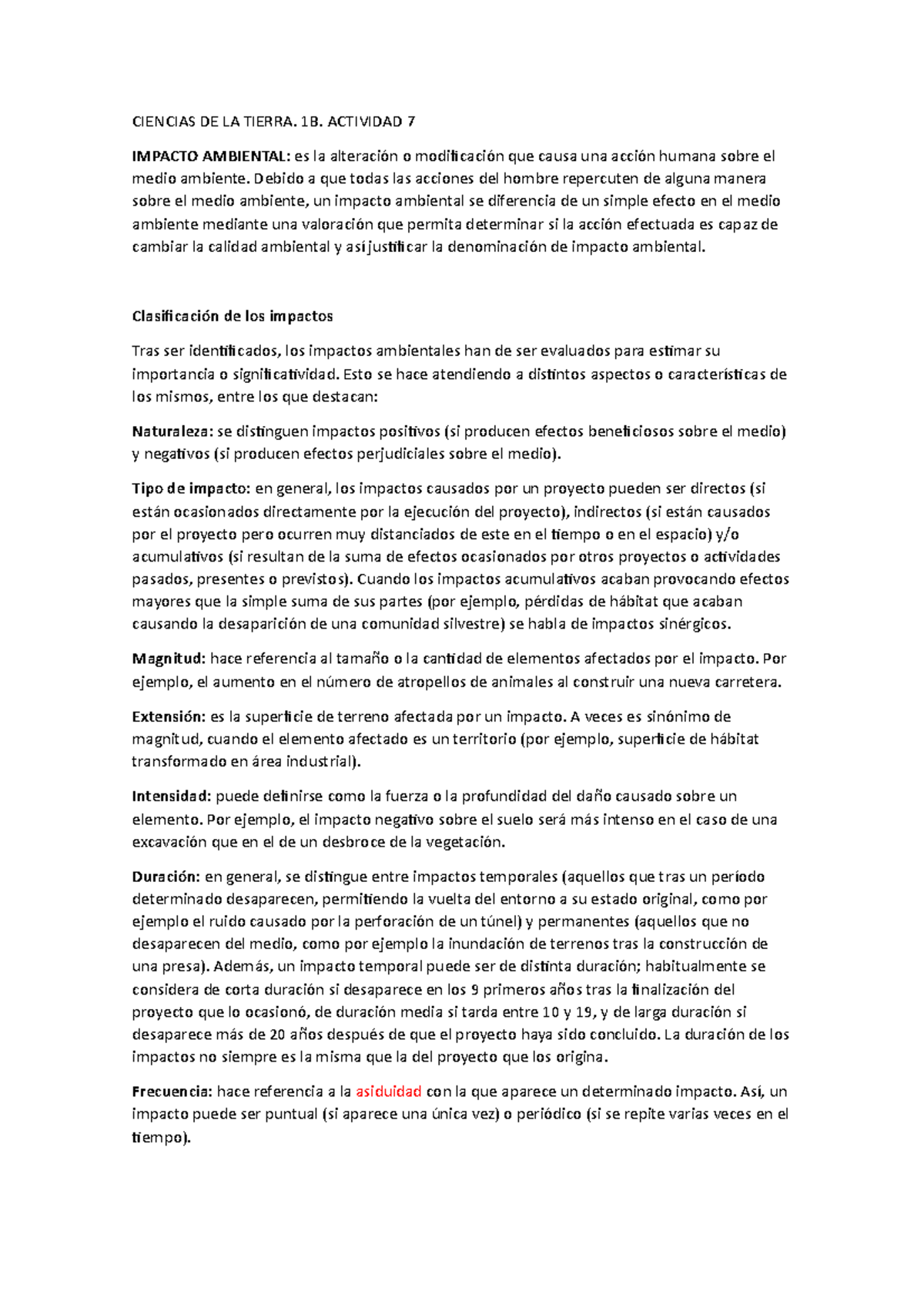 Actividad 7, nva2021 - CIENCIAS DE LA TIERRA. 1B. ACTIVIDAD 7 IMPACTO ...