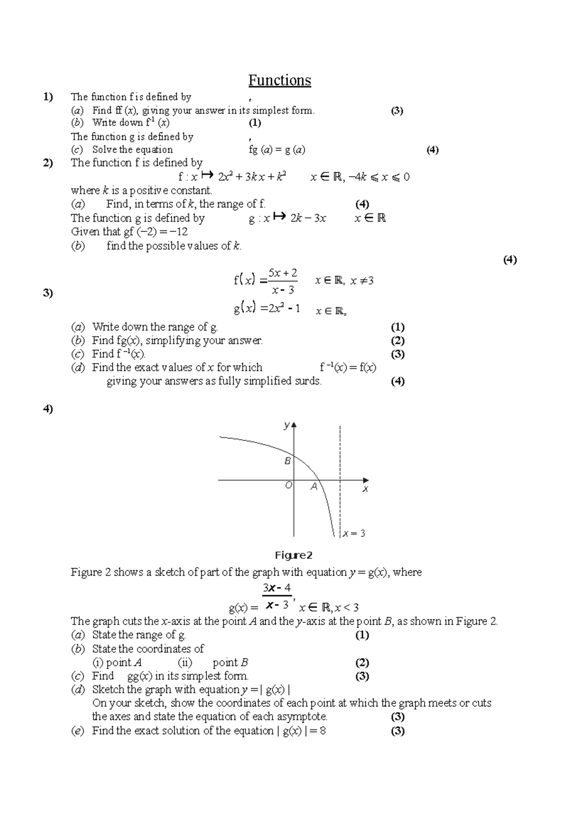 Functions - maths - Functions The function f is defined by , (a) Find ...