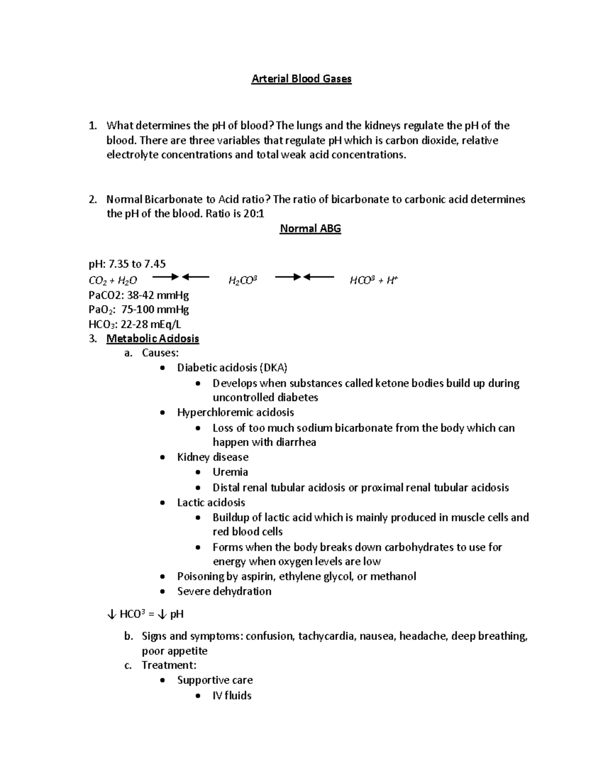 Arterial Blood Gases Worksheet - Arterial Blood Gases What determines ...