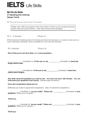 Ielts Life Skills - Sample Paper 2 Level B1 - IELTS Life Skills B1 ...