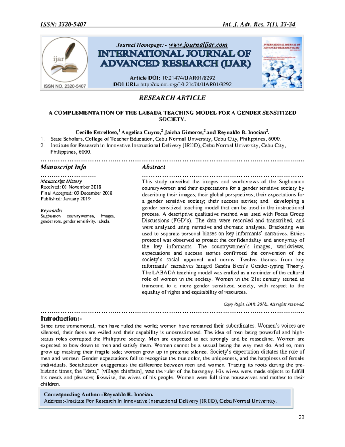 A Complementation of the Labada Teaching - Journal Homepage ...