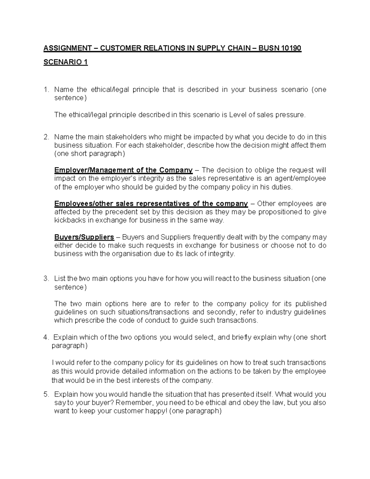 Customer Relations IN SCM - ASSIGNMENT – CUSTOMER RELATIONS IN SUPPLY ...