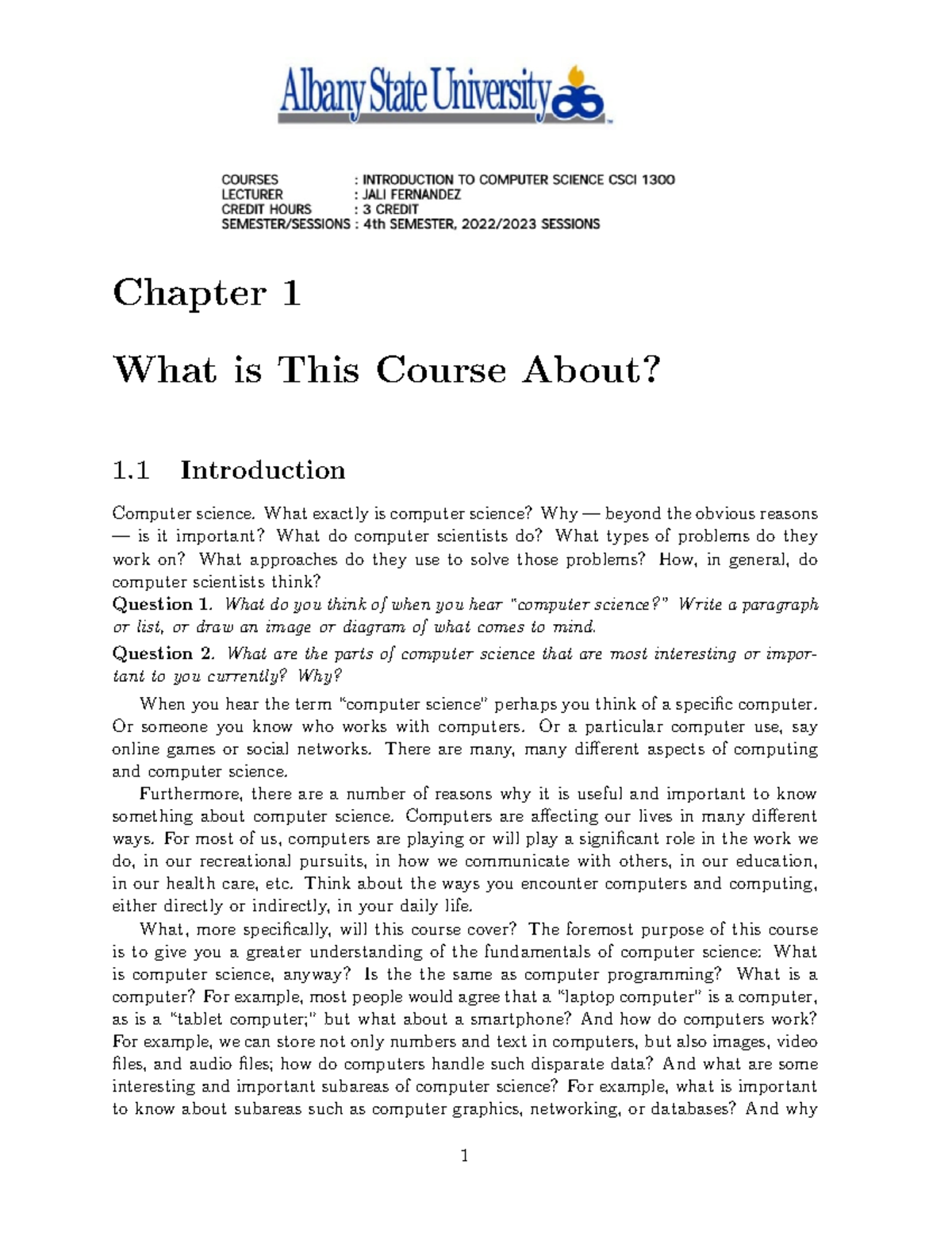 Computer s 20230417 224135-1 - Chapter 1 What is This Course About? 1 Introduction Computer ...