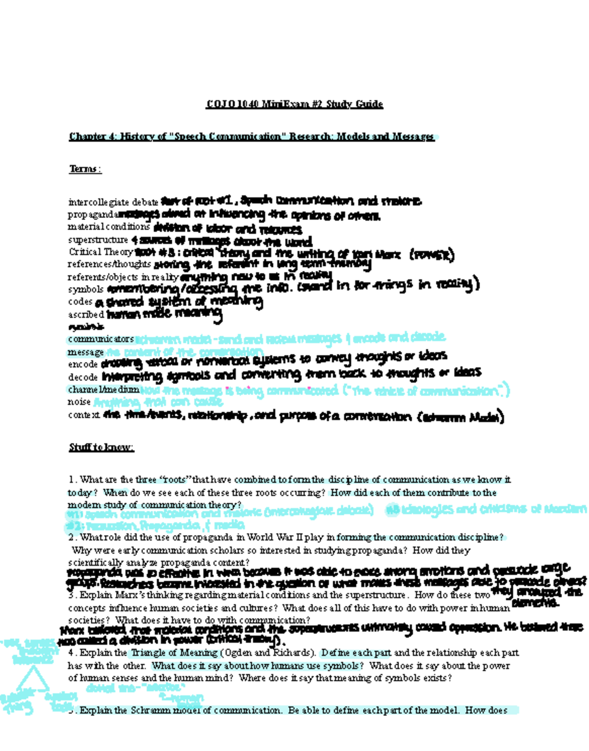 Introduction to communications Exam 2 Study Guide (Part 1) - COJO 1040 MiniExam #2 Study Guide ...