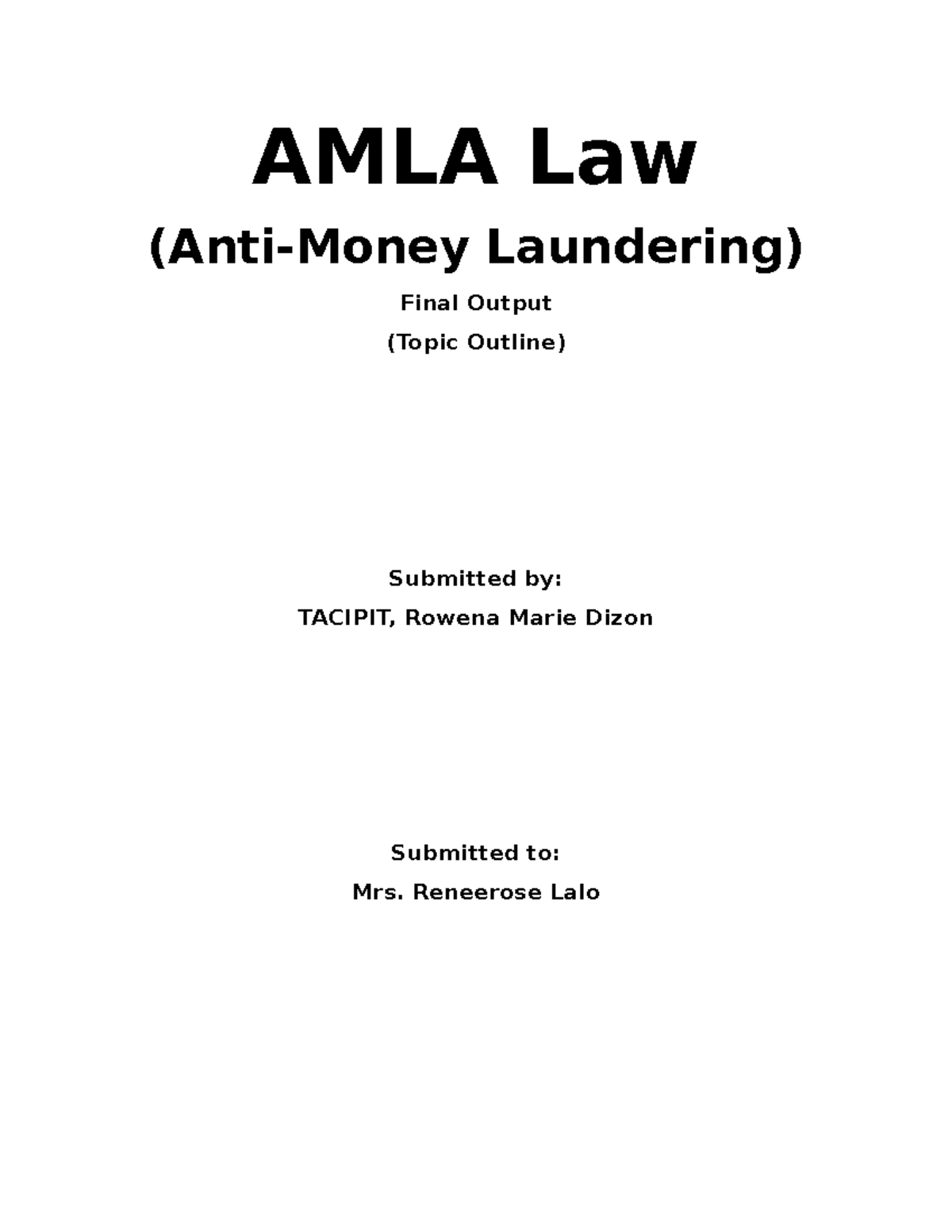 AMLA Law - Anti-Money Launderig - The Economics of Money Banking and ...