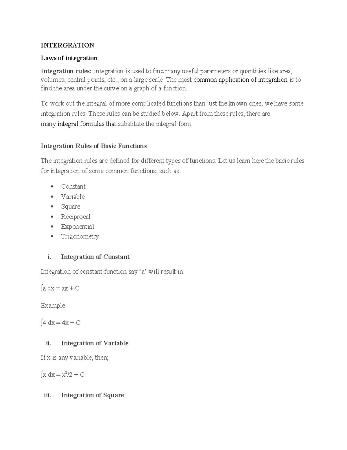 Intergration - , on a large scale. The most common application of ...