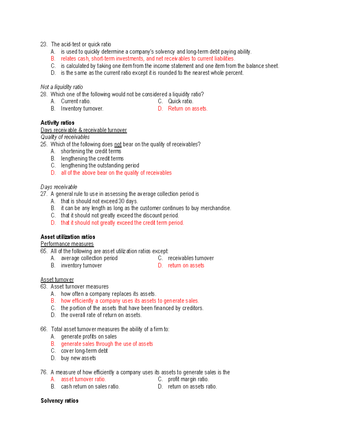 Activity Ratios Financial Statement Analysis The Acid Test Or Quick