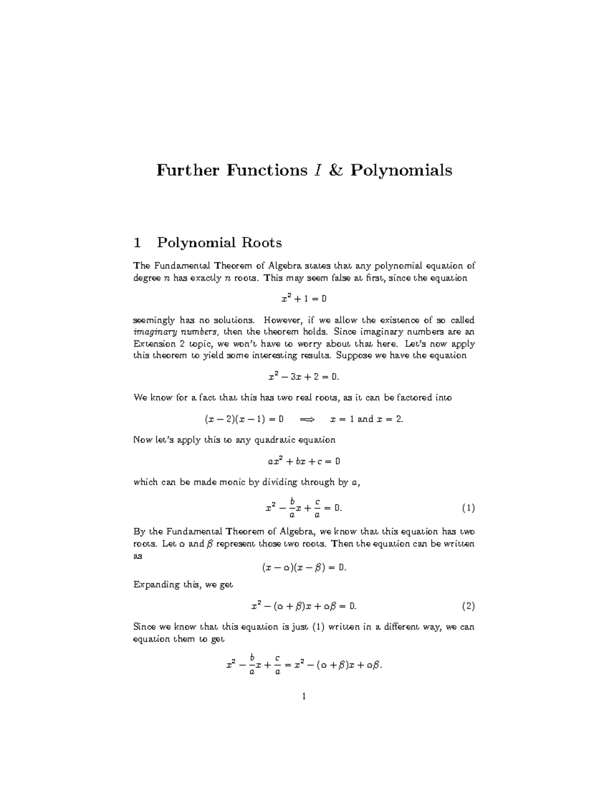 Further Functions - This may seem false at first, since the equation x ...