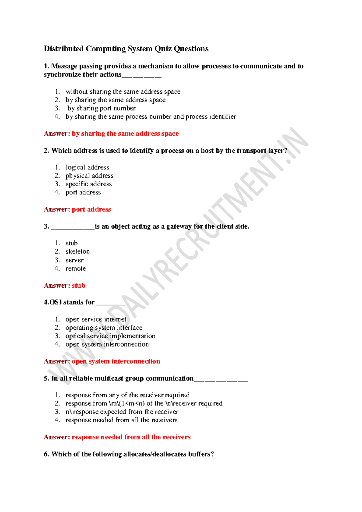 Distributed Computing System Quiz Questions - Distributed Computing System Quiz Questions ...