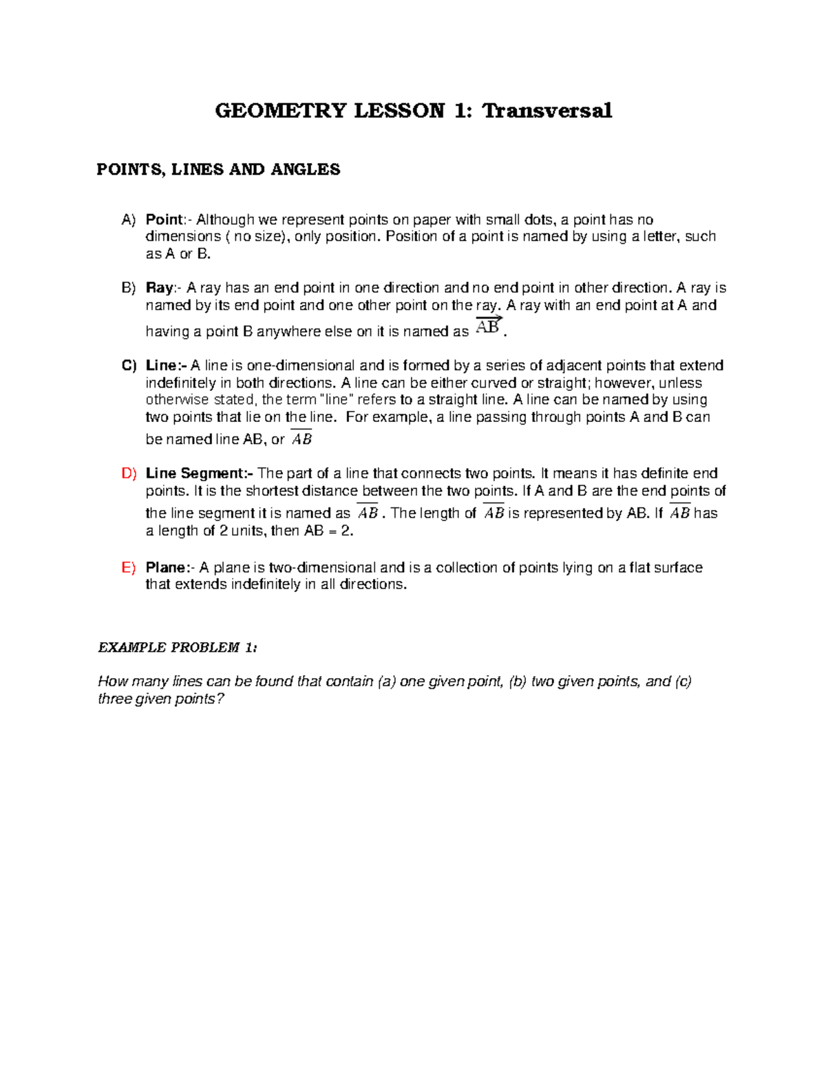 16) SAT Geometry Lesson 1-Transversal-Student version-Temp - GEOMETRY ...