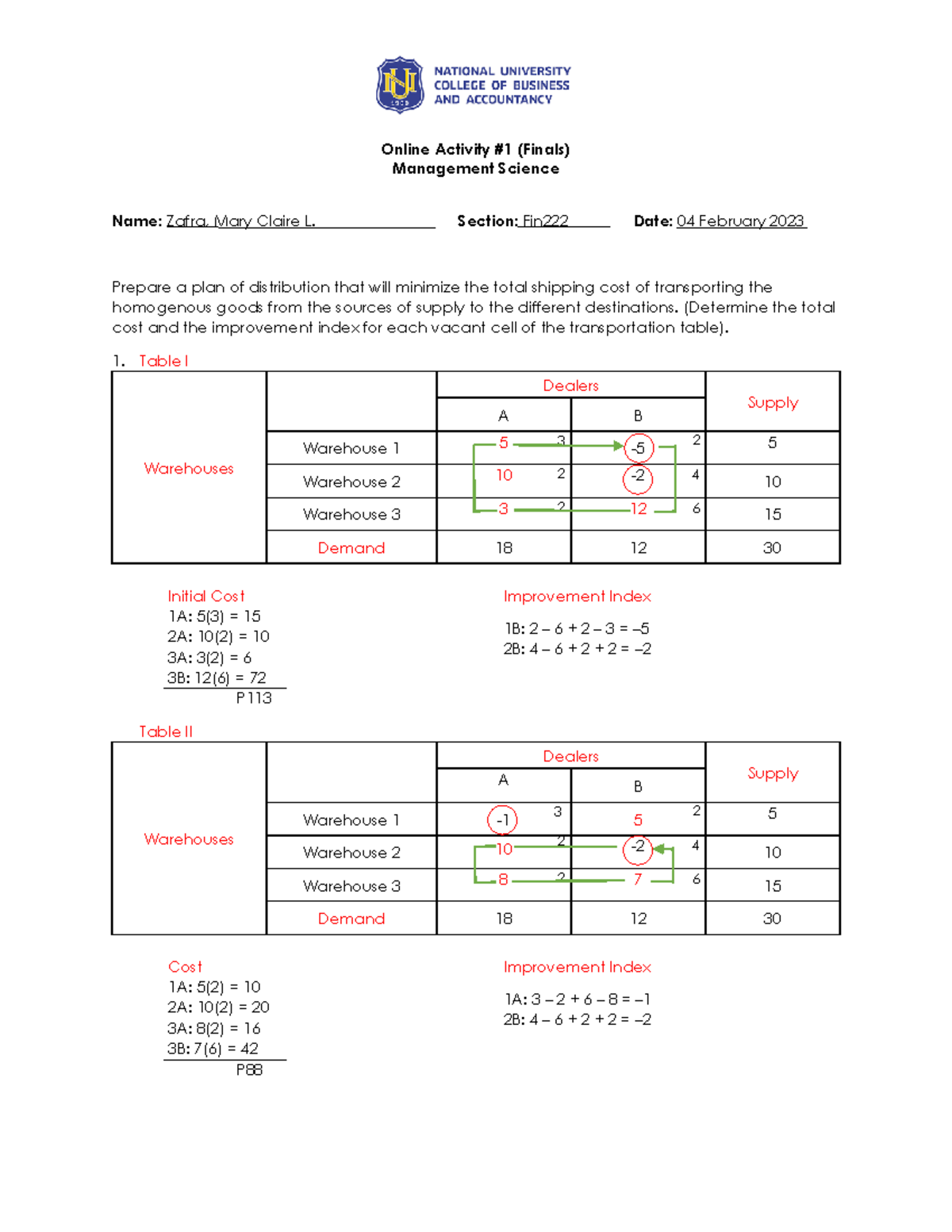 Mansci Finals ASS1 - Balance Transportation - Management Science 2 2 3 ...