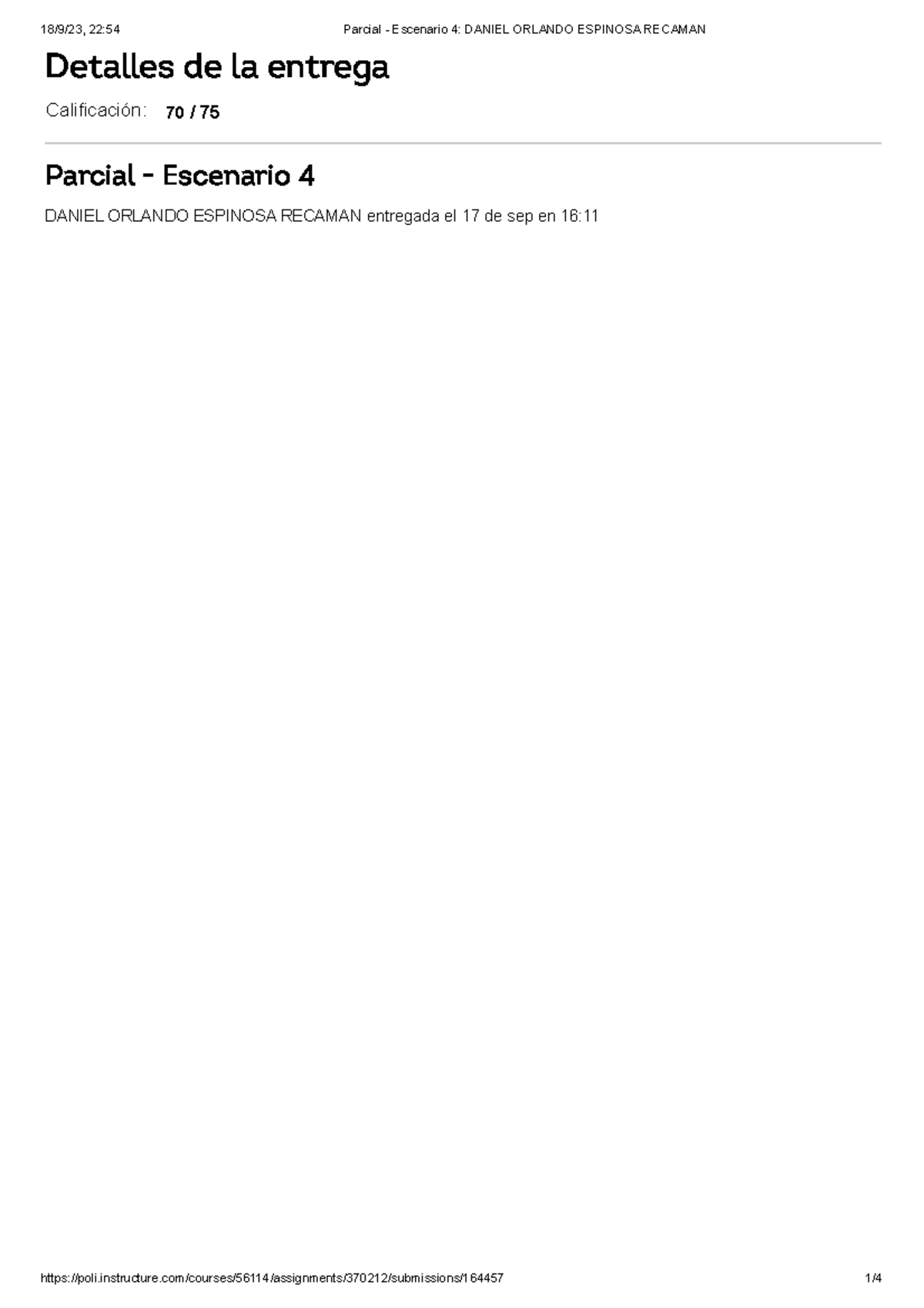 Parcial - Escenario 4 Front End - Arquitectura de Software - Detalles de la entrega Calificación ...