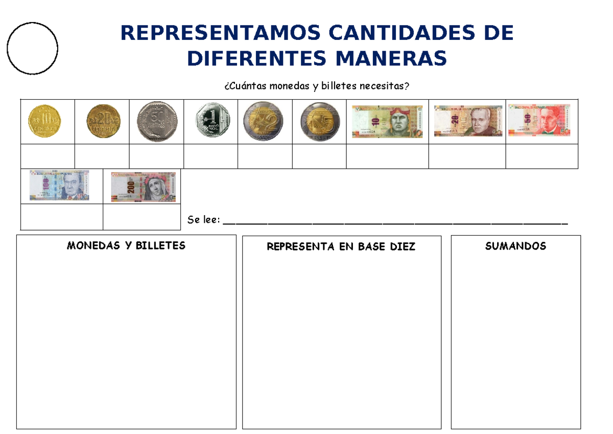 Cartel billetes y monedas - Evaluacion educacional - REPRESENTAMOS ...
