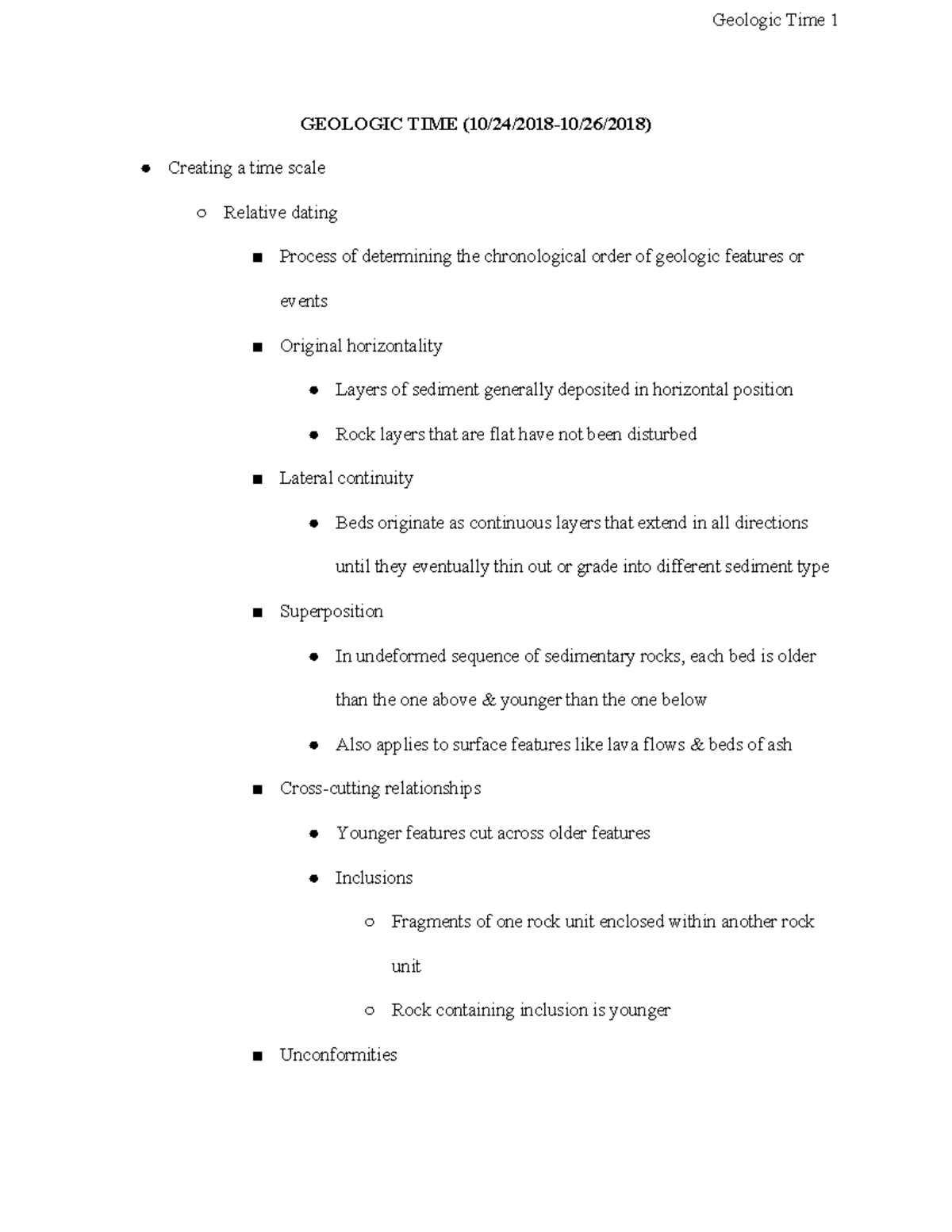 Geologic Time - Lecture notes 25-26 - GEOLOGIC TIME (10/24/2018-10/26 ...