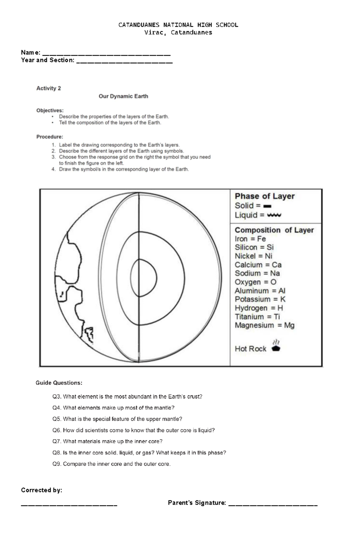 Activity 2- our dynamic earth - Science Technology Engineering and ...