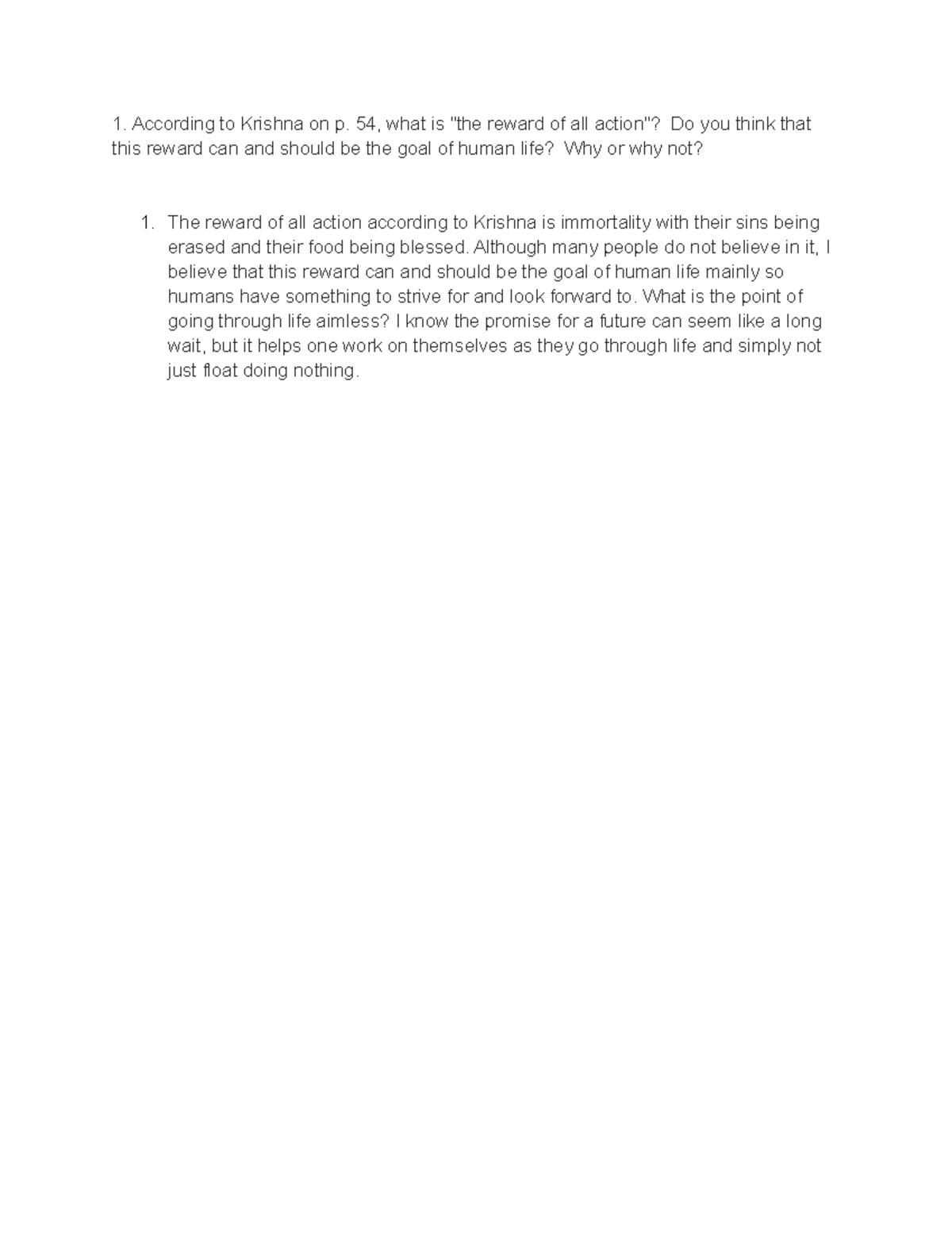 Reading Question 27 - Answers regarding the teachings of Krishna: 1 ...
