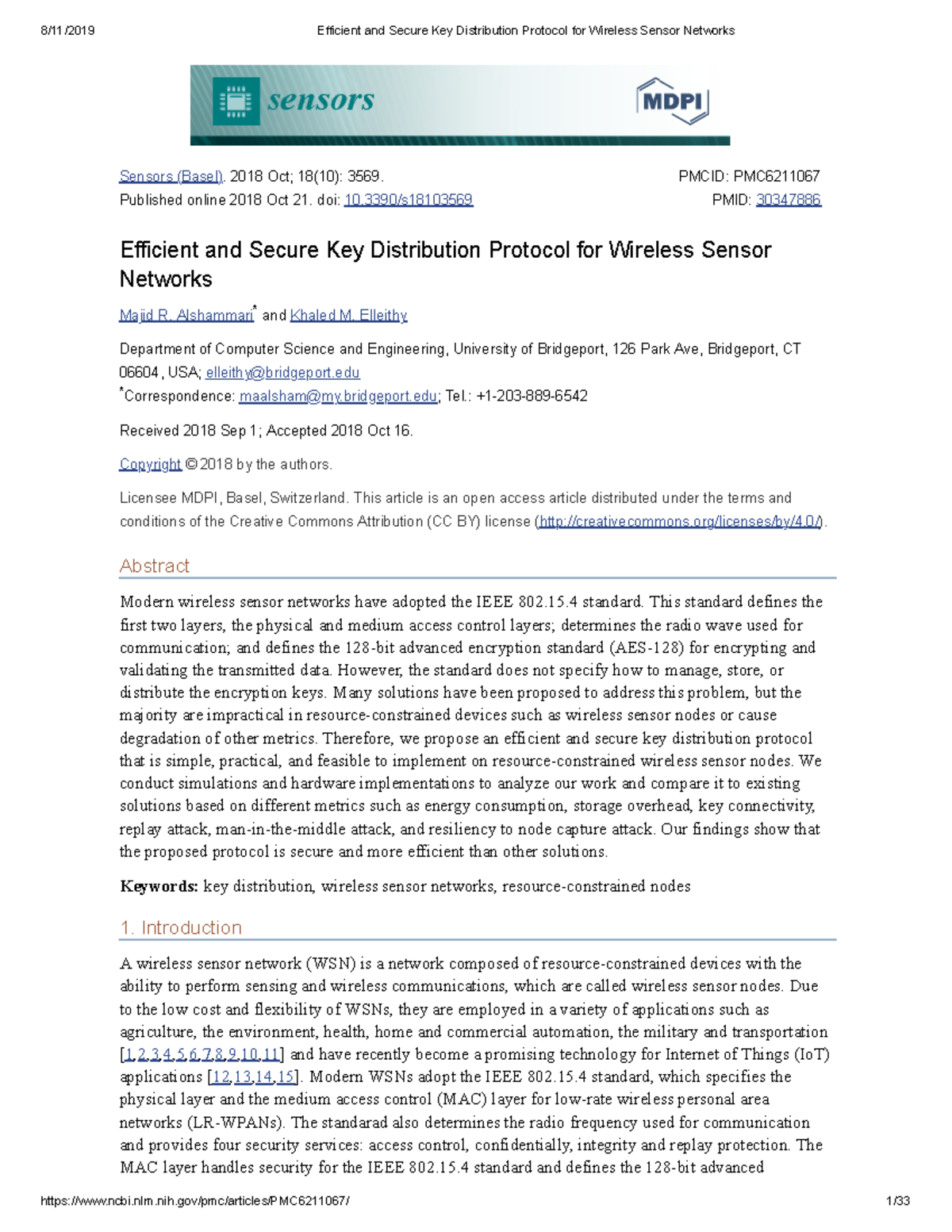 Efficient And Secure Key Distribution Protocol For Wireless Sensor