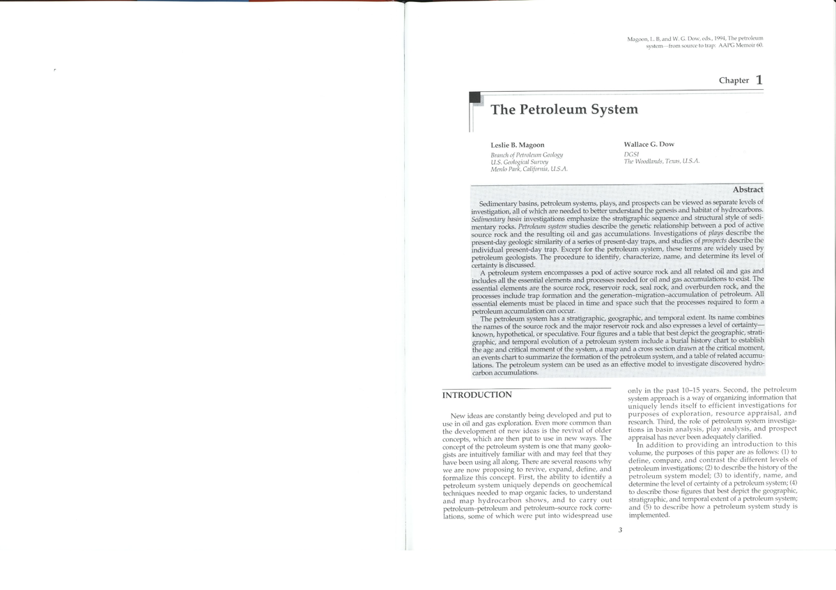 Magoon Dow94 Ch1 Petroleum system - Petroleum Engineering - Studocu