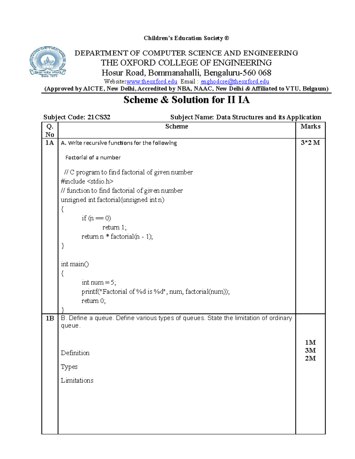 21CS32 Scheme IAT2 - Dgh - Children’s Education Society ® DEPARTMENT OF COMPUTER SCIENCE AND ...