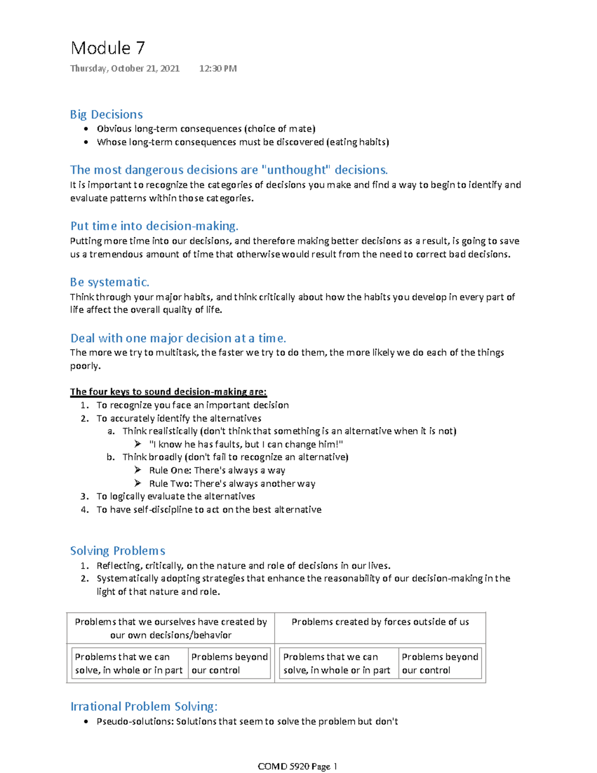 Module 7 - Lecture notes 7 - COMD 5920 - USU - Studocu