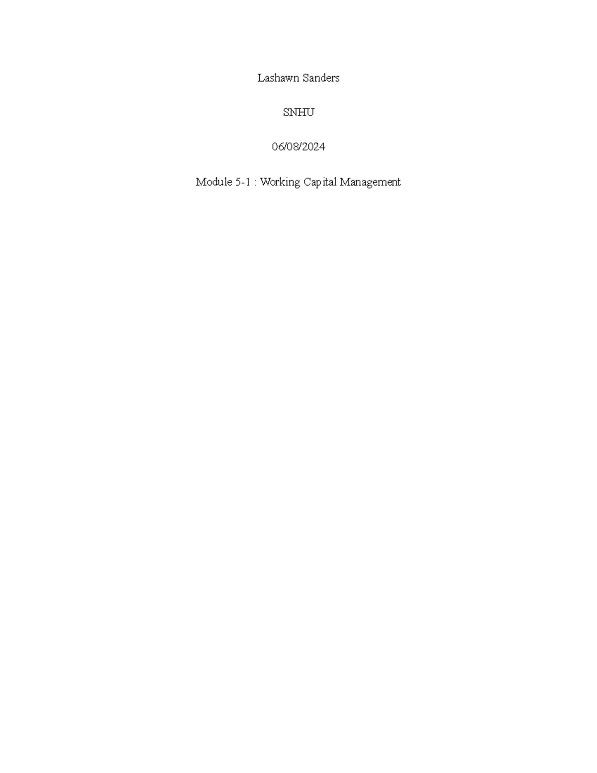 Module 5-2 done - Lashawn Sanders SNHU 06/08/ Module 5-1 : Working ...
