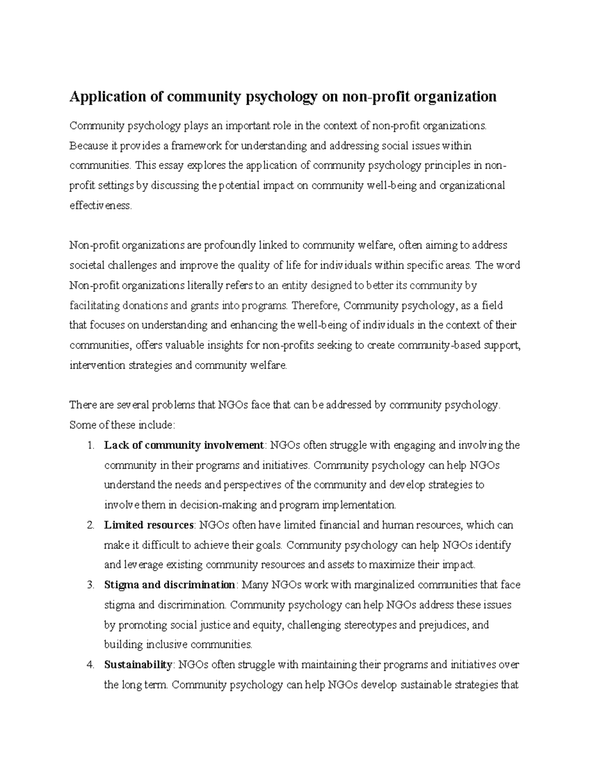 Community Psychology Applications - Application of community psychology ...