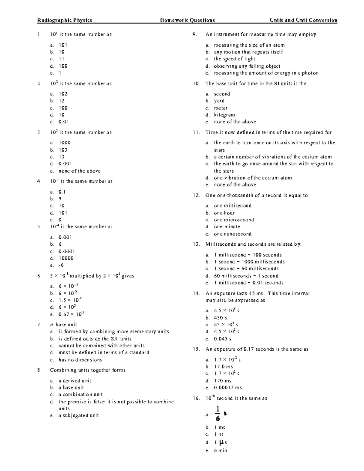 Physics HW 1 - Practice material - Radiographic Physics Homework ...