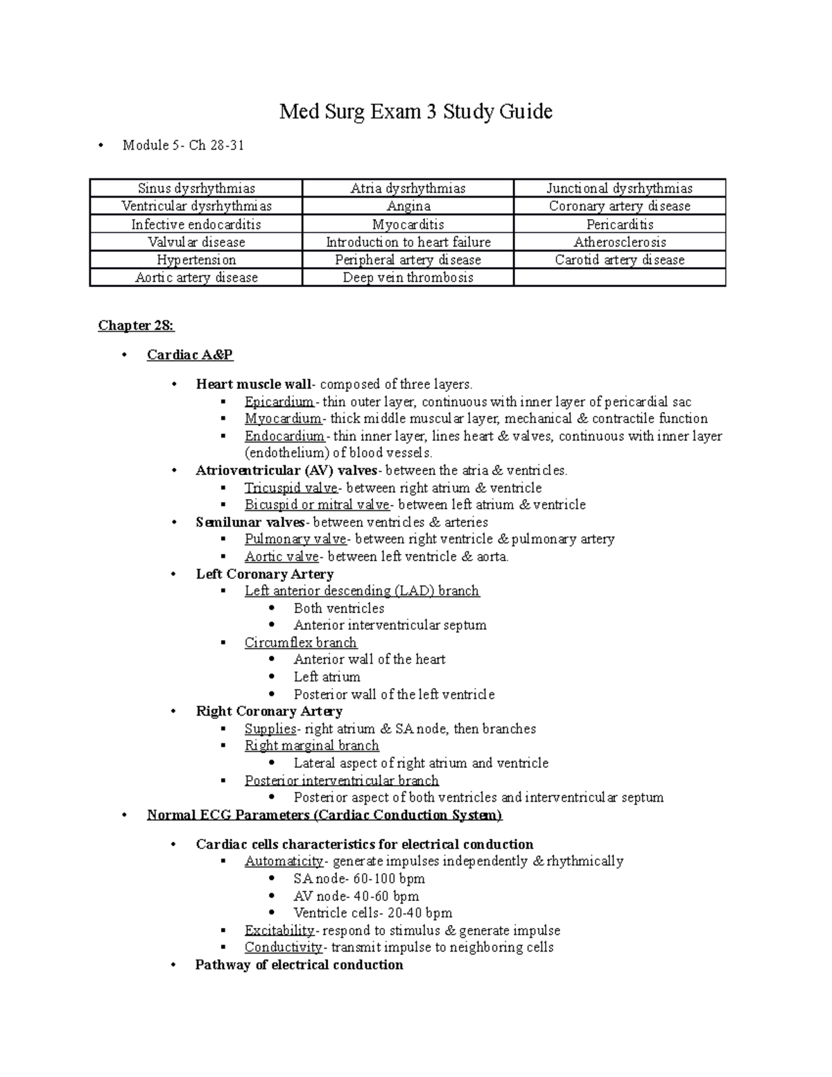 425 Exam 3 Study Guide - Med Surg Exam 3 Study Guide Module 5- Ch 28 ...