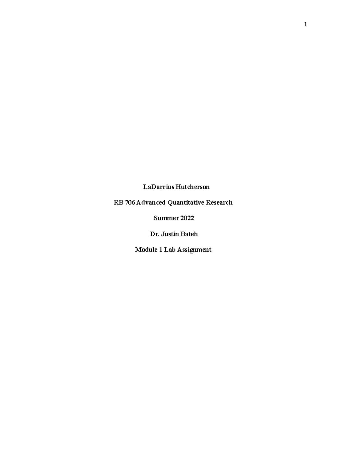 Module 1 lab assignment - LaDarrius Hutcherson RB 706 Advanced ...