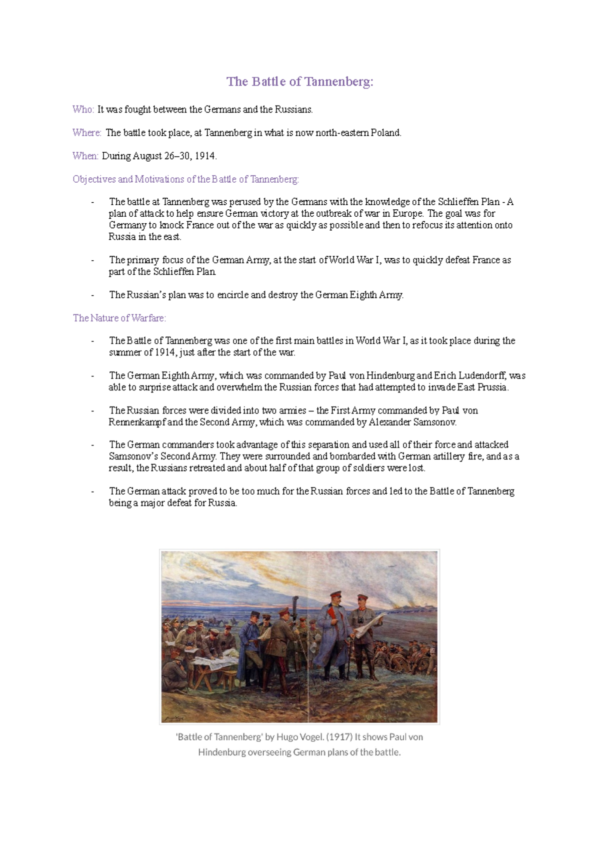 Notes on Key Battlews Western Front WW1 - Students 2023 - The Battle of ...