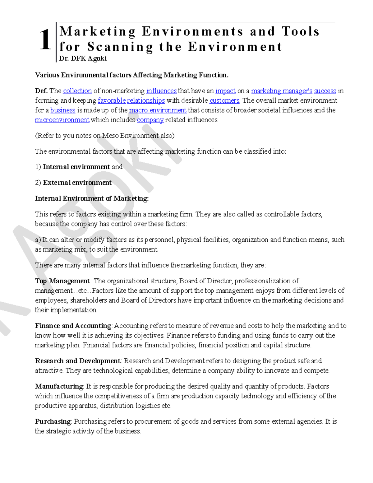 4. Marketing Environment - Tools of Analysis - 1 M a r k e t i n g E n ...