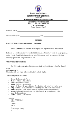 Css 4th quarter week 2 Css 4th quarter week 2 Css 4th quarter week 2 - LEARNING ACTIVITY SHEET ...