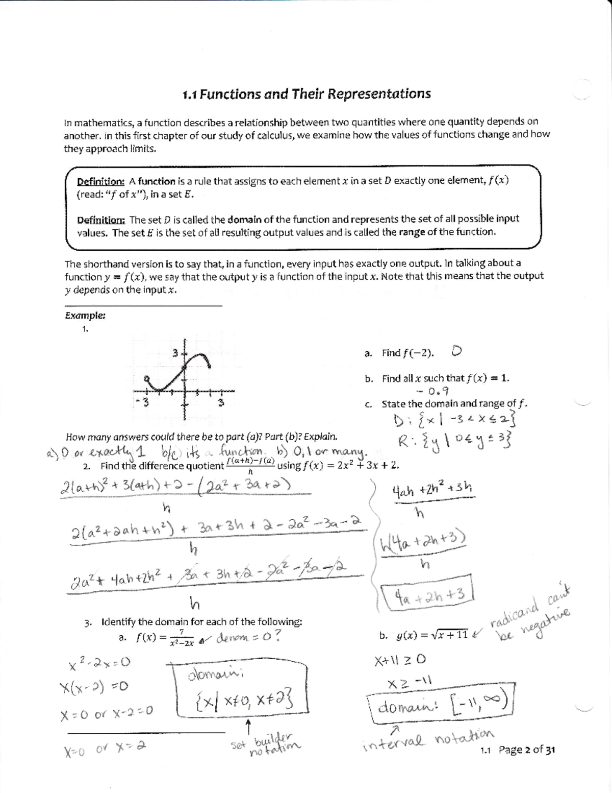 1 1 written in - calculus hw - r F unctions and Their Representations ...