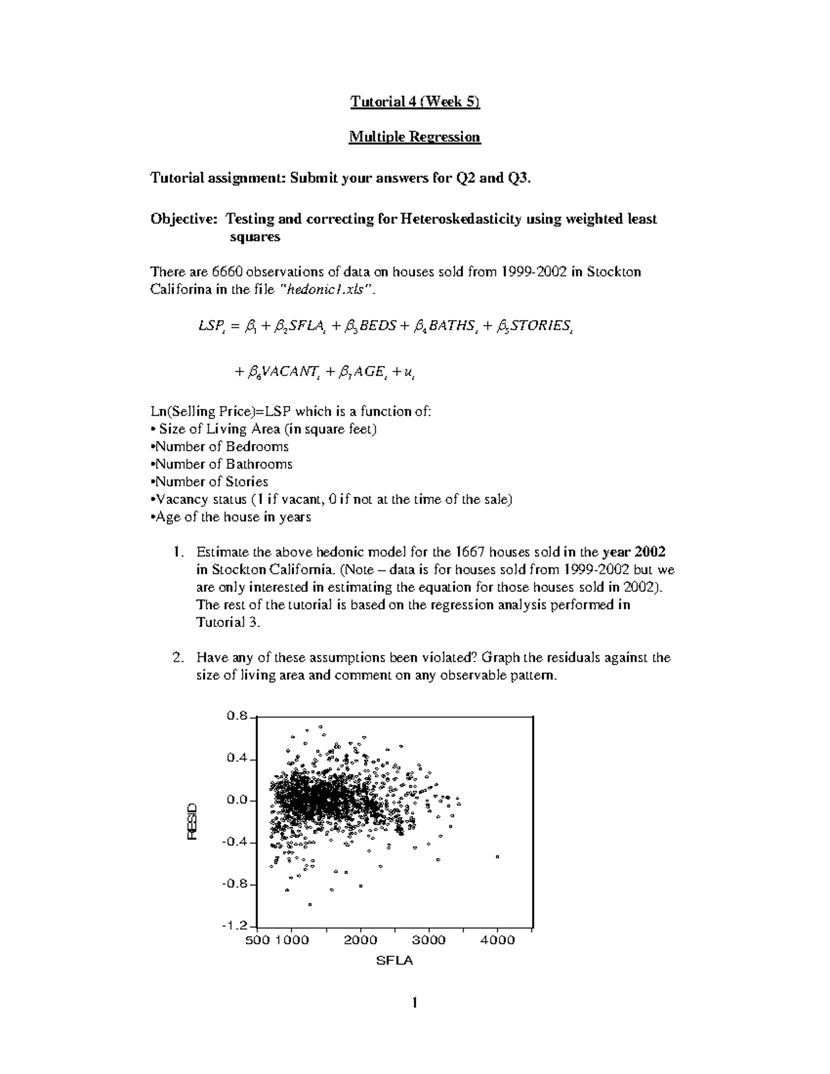 Tut4339 - t3week5 - Tutorial 4 (Week 5) Multiple Regression Tutorial assignment: Submit your ...