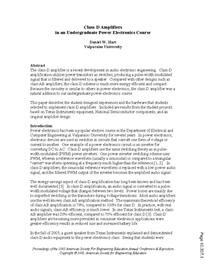 First Order Self-Oscillating Class-D Circuit with Triangular Wave - Two ...