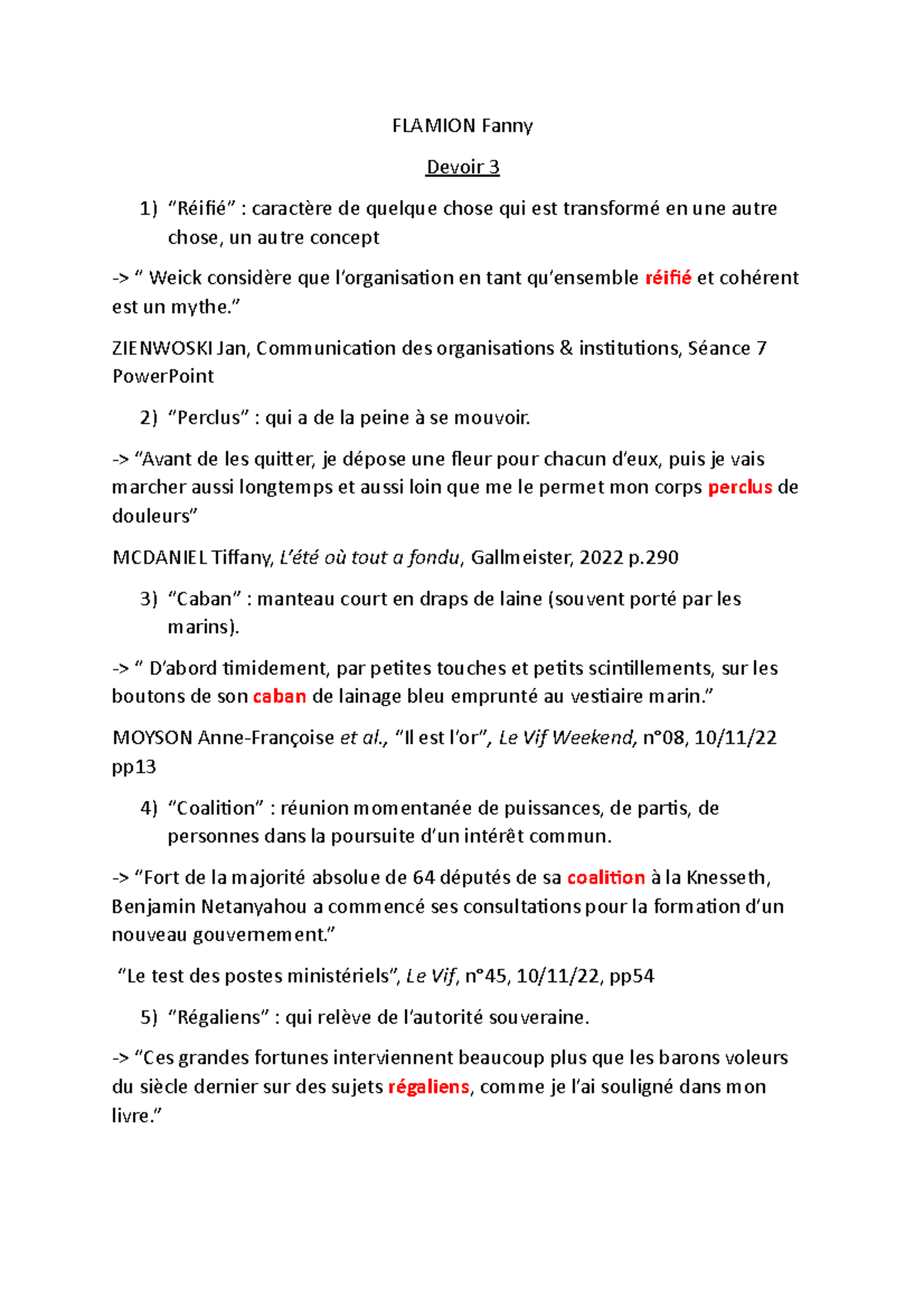 Devoir 3 comm écrite - FLAMION Fanny Devoir 3 “Réifié” : caractère de ...