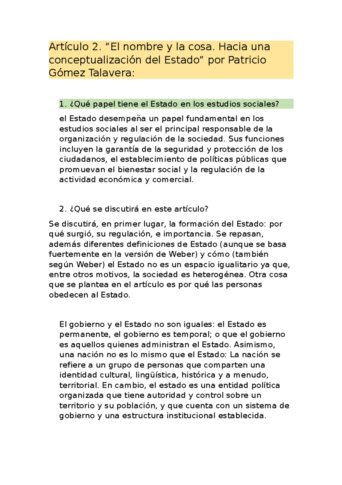 Artículo 2 - El nombre y la cosa - Artículo 2. “El nombre y la cosa ...