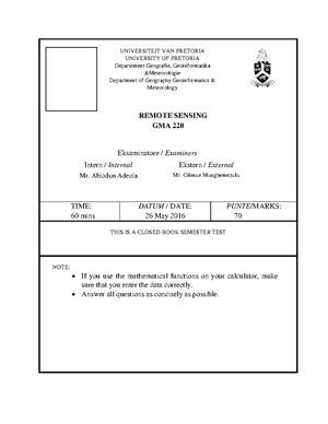 Null-3 - Exam - UNIVERSITEIT VAN PRETORIA UNIVERSITY OF PRETORIA ...