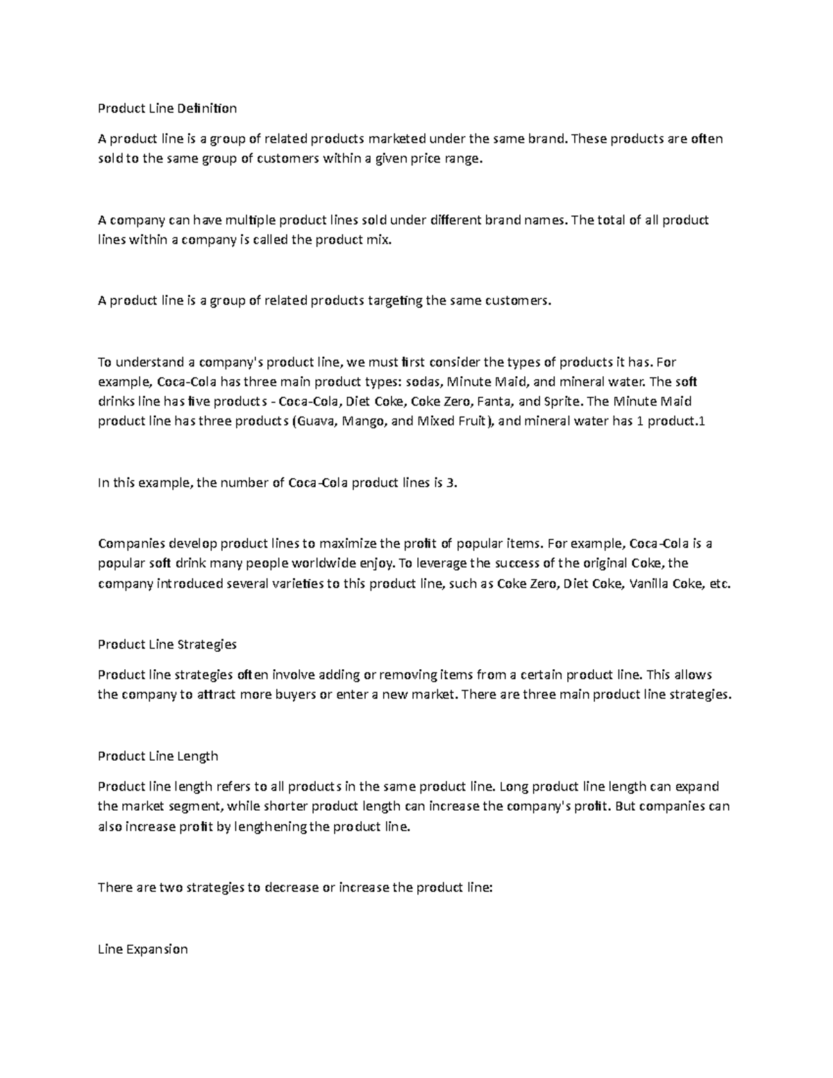 Product line - These products are often sold to the same group of ...