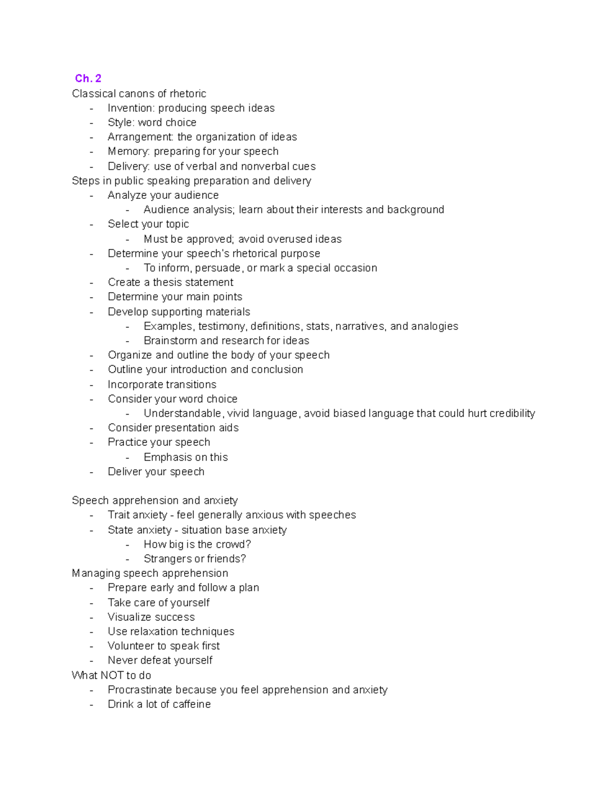 Comm 1200 - First half of notes from Comm 1200 - Ch. 2 Classical canons ...