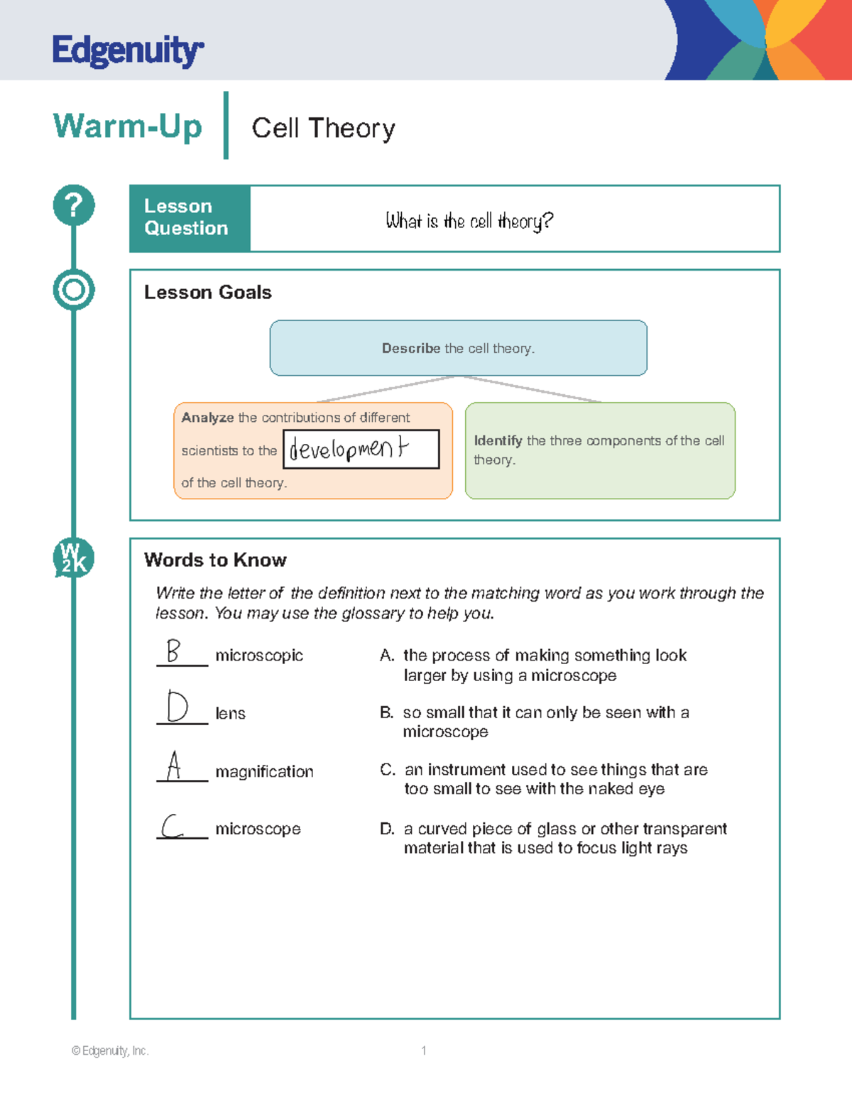 8302-03-01-Cellory-Unit 3 - Warm-Up Cell Theory ? Words to Know Write ...