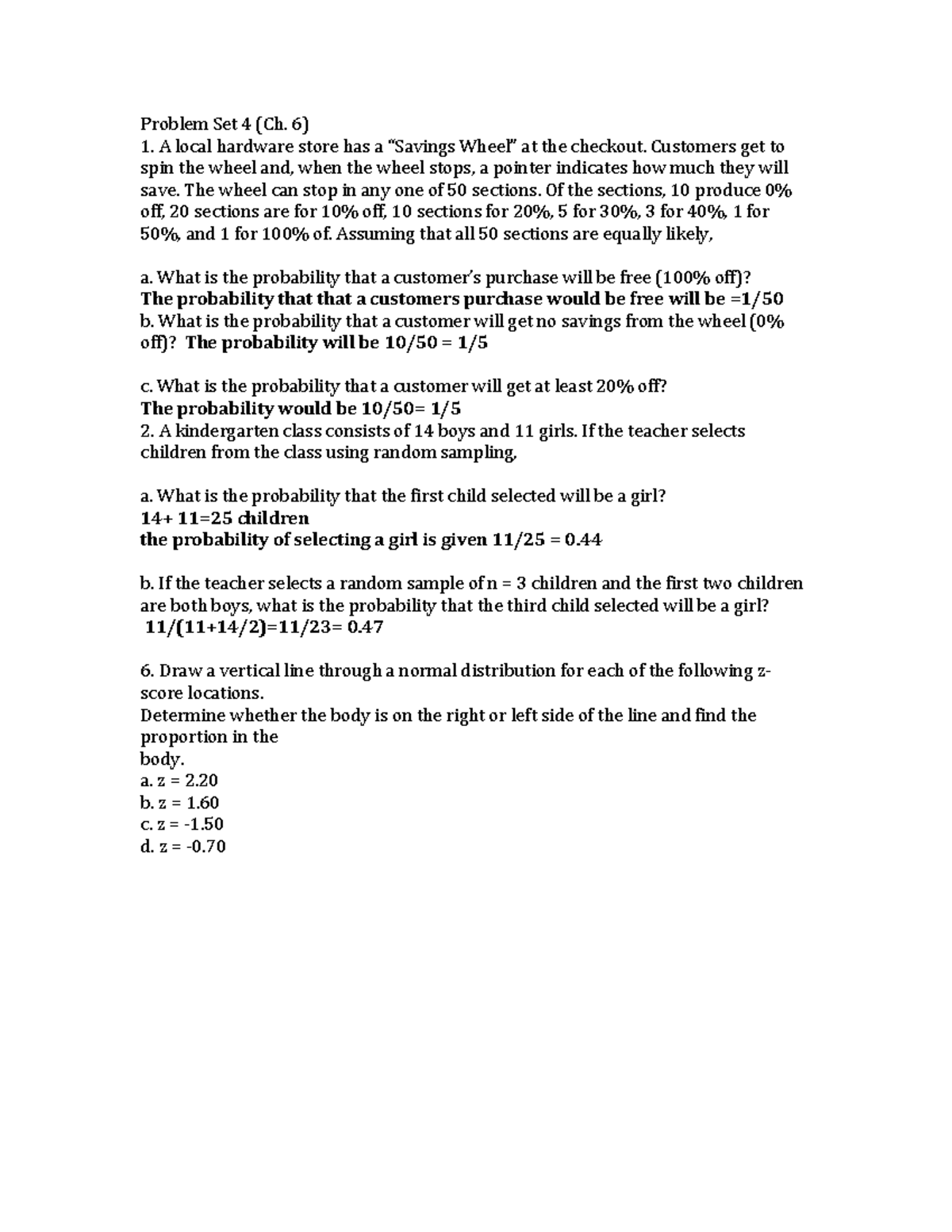 Problem Set 4 - Homework set 4 - Problem Set 4 (Ch. 6) A local hardware ...