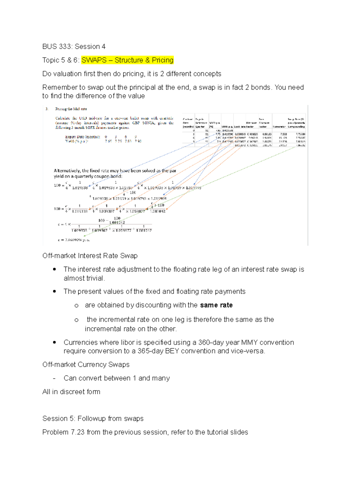 Derivative Securities Lesson 2 - BUS 333: Session 4 Topic 5 & 6: SWAPS – Structure & Pricing ...