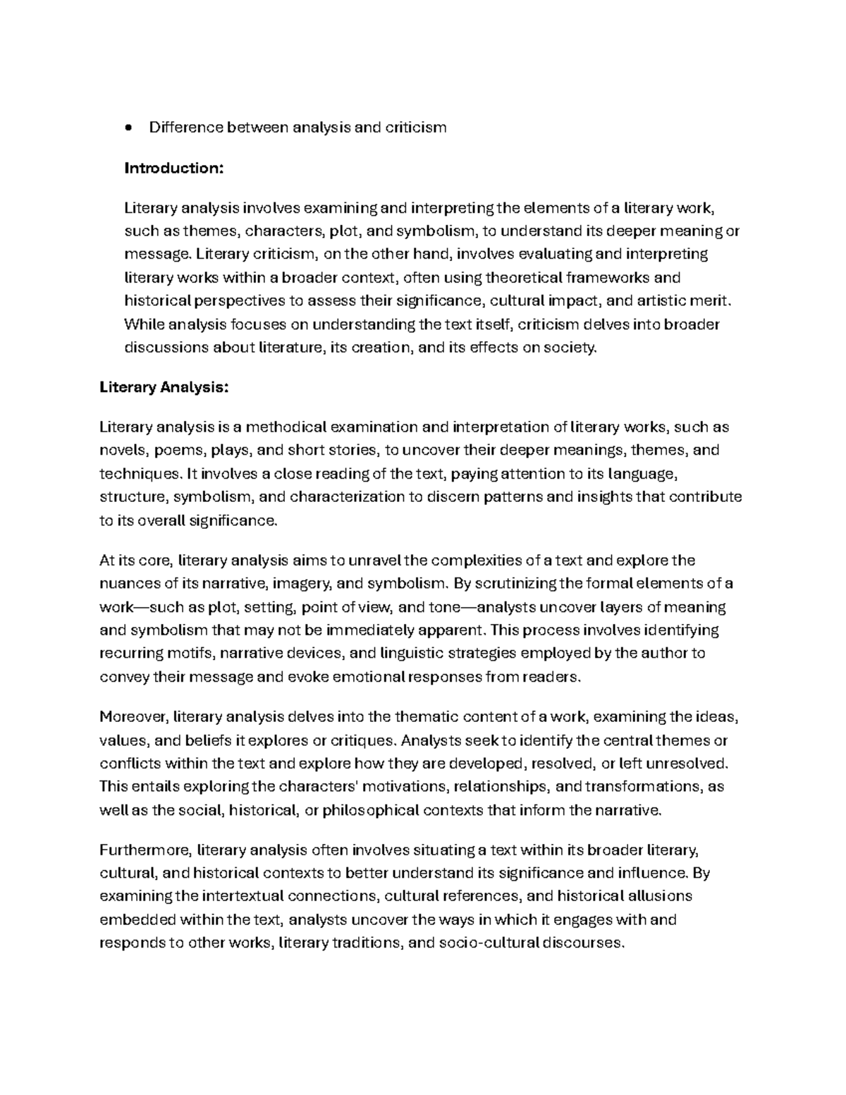 English assignment Functional English Comsats First Semester - Difference between analysis and ...