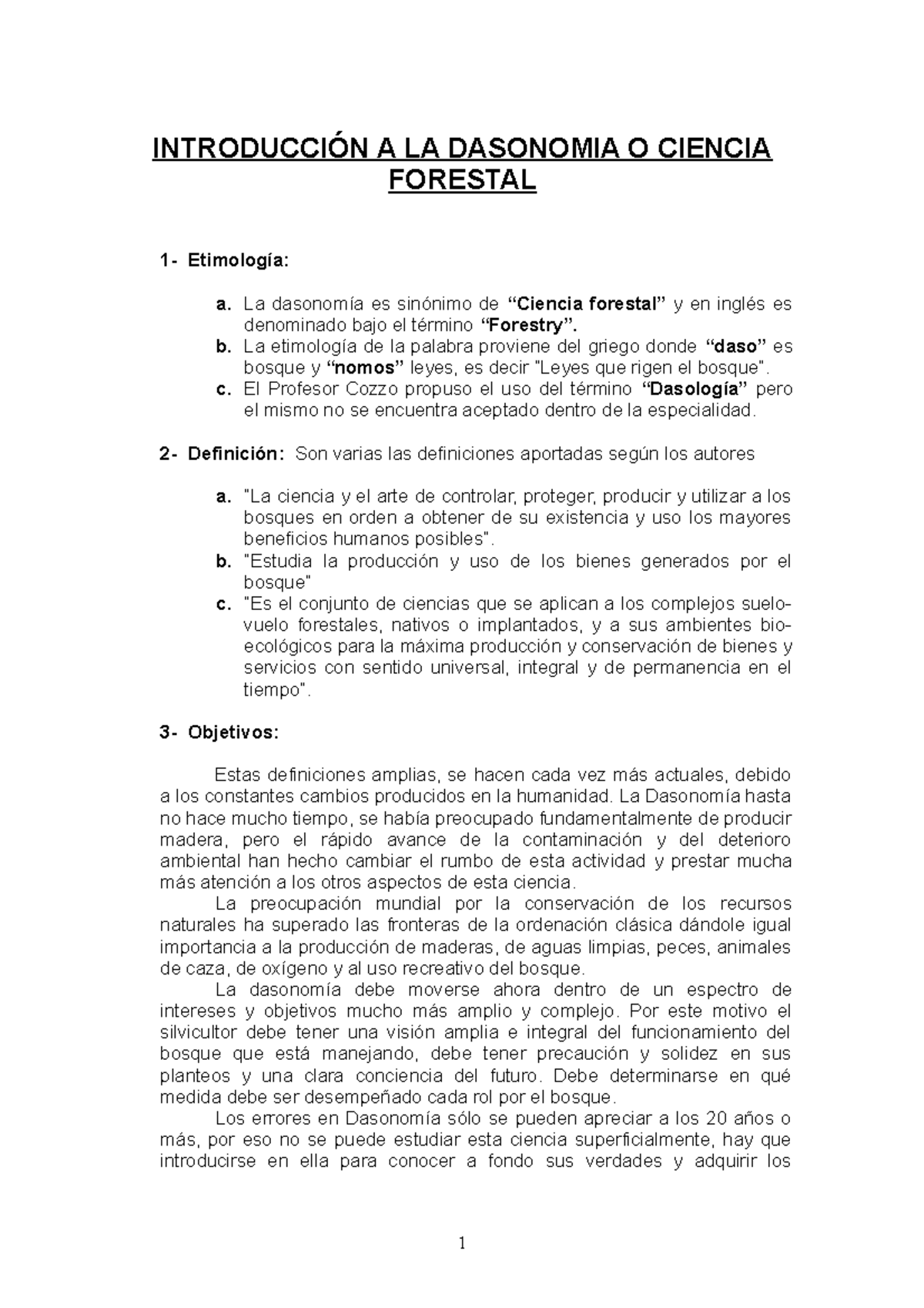 Introduccion a la dasonomia - INTRODUCCIÓN A LA DASONOMIA O CIENCIA ...