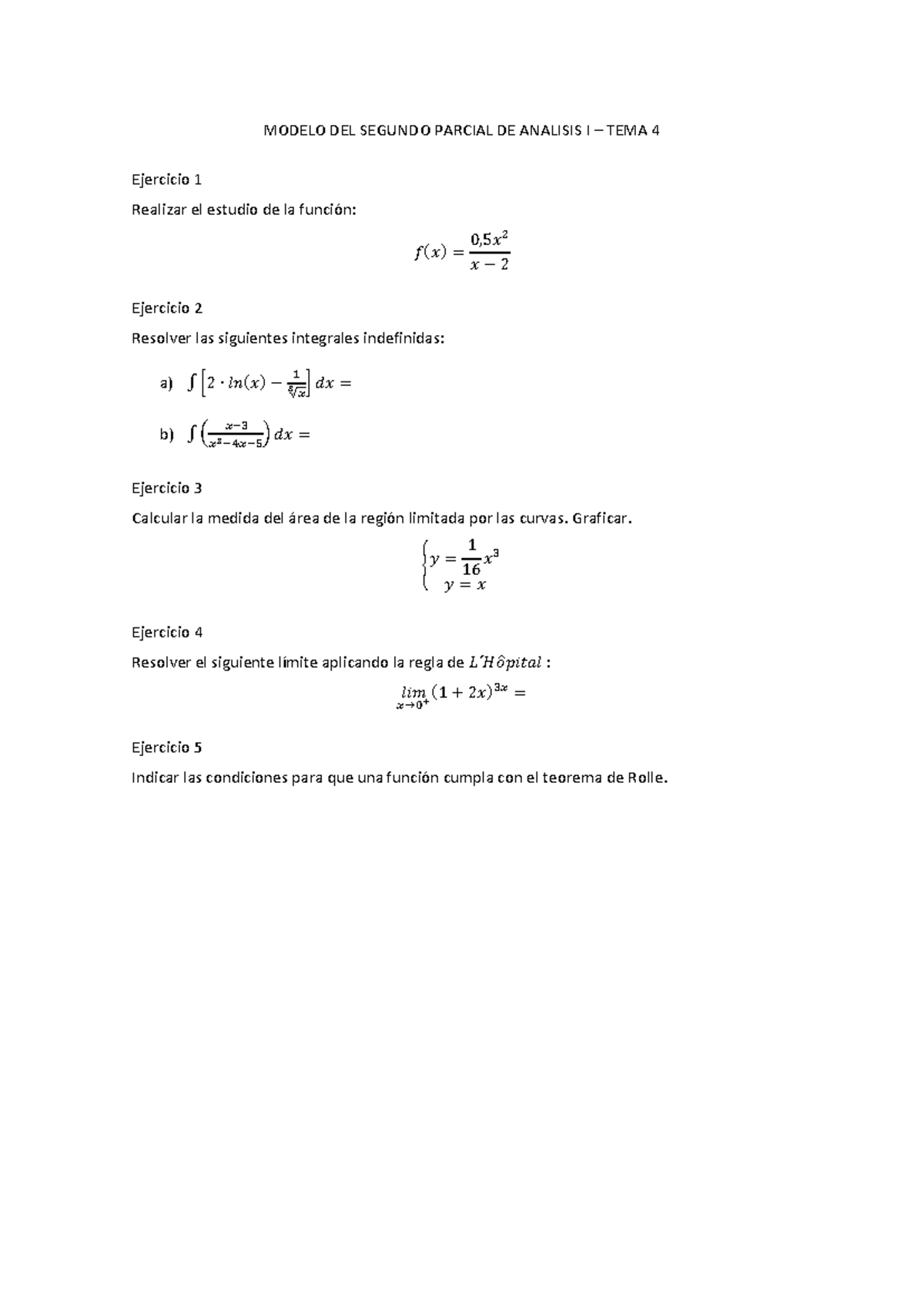Modelo DEL 2° Parcial DE Analisis I T4 - MODELO DEL SEGUNDO PARCIAL DE ANALISIS I – TEMA 4 ...